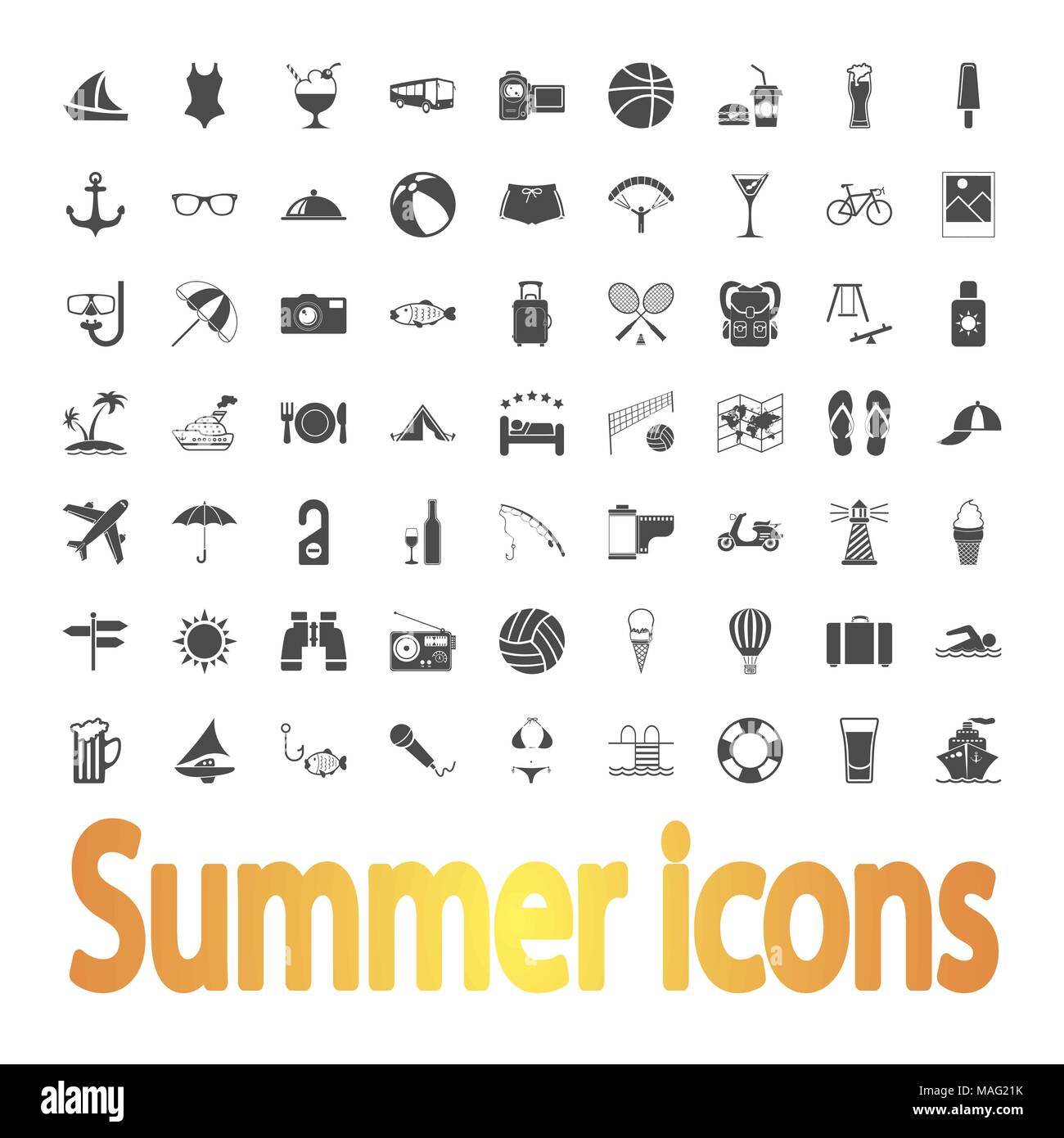 Summer Icons. Vector illustration Stock Vector Image & Art - Alamy