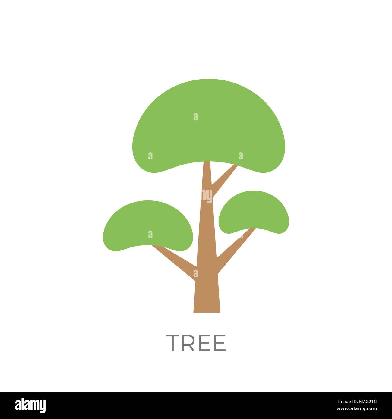 Tree in a Flat Design. Isolated on White Background. Vector Icon Stock ...