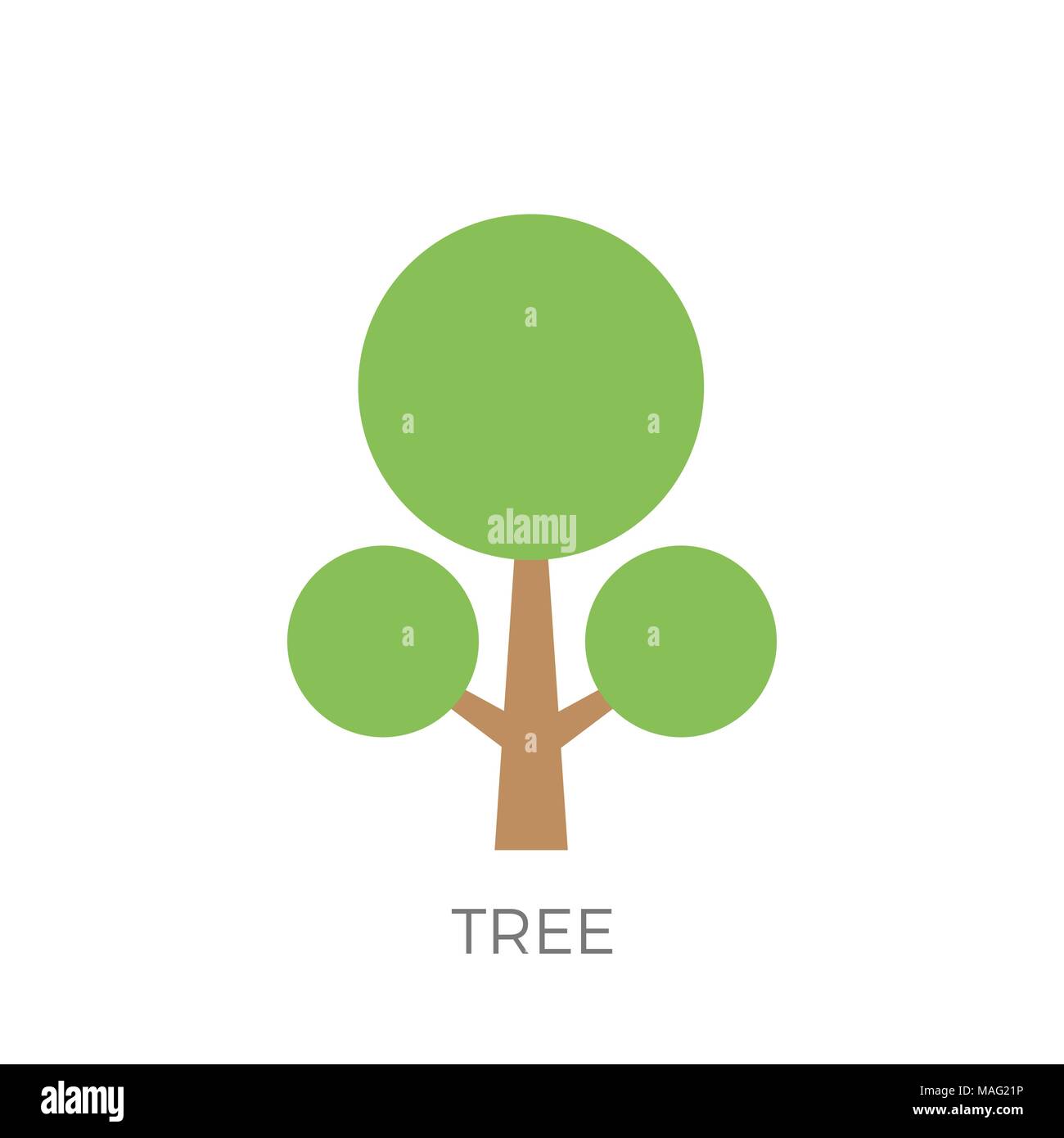 Tree in a Flat Design. Isolated on White Background. Vector Icon Stock ...