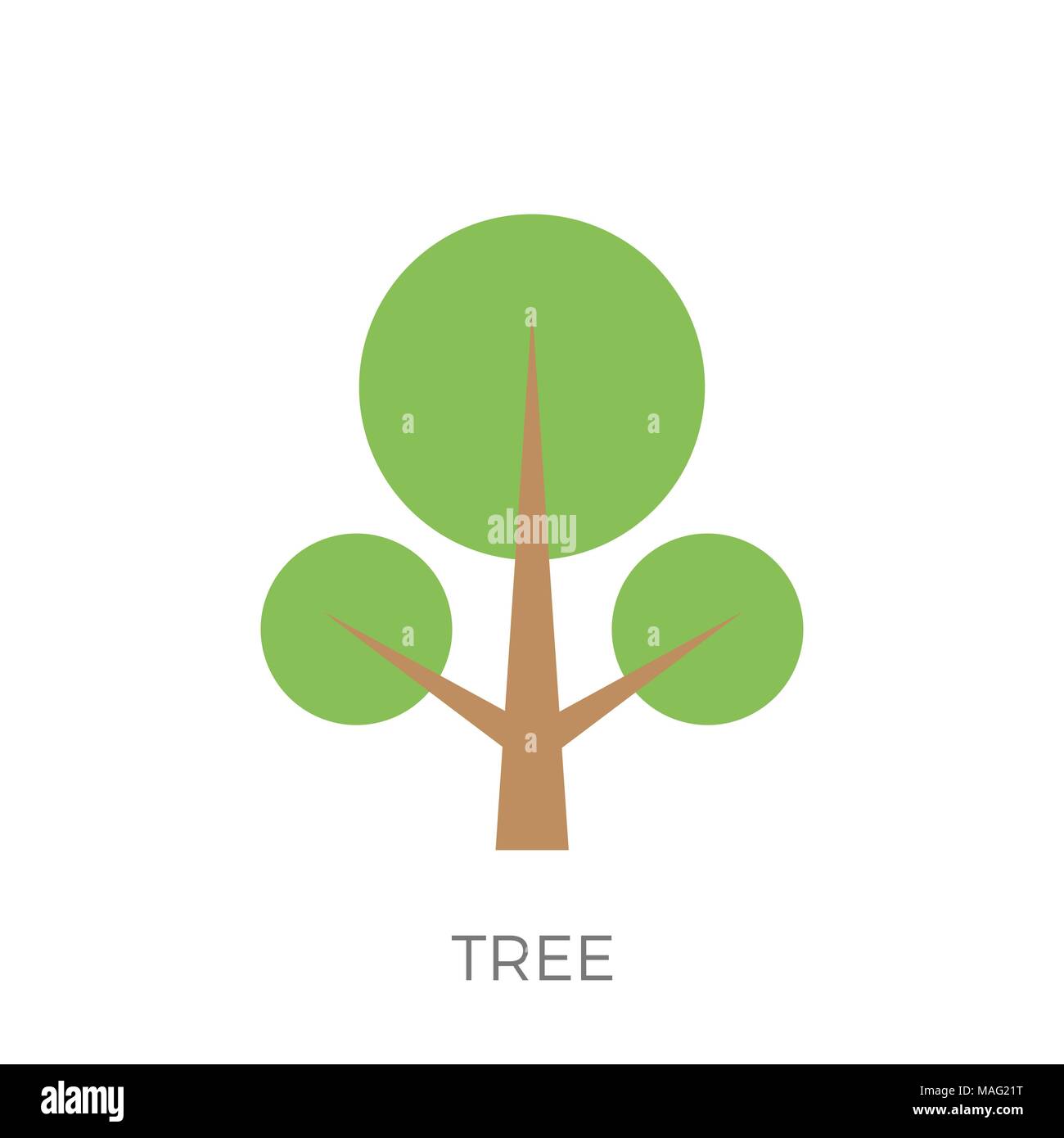Tree in a Flat Design. Isolated on White Background. Vector Icon Stock ...