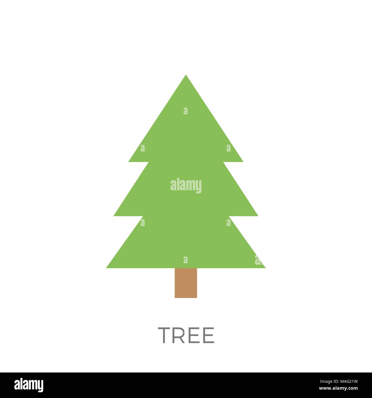 Tree in a Flat Design. Isolated on White Background. Vector Icon Stock ...