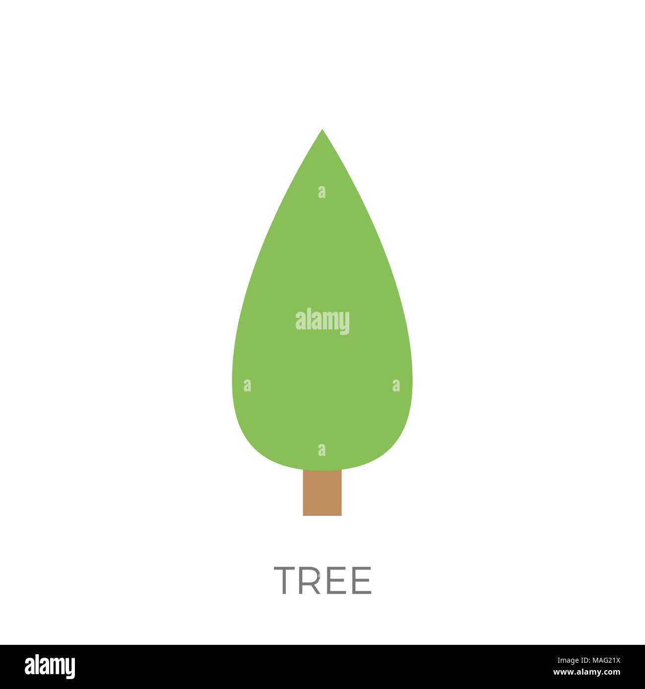 Tree in a Flat Design. Isolated on White Background. Vector Icon Stock ...