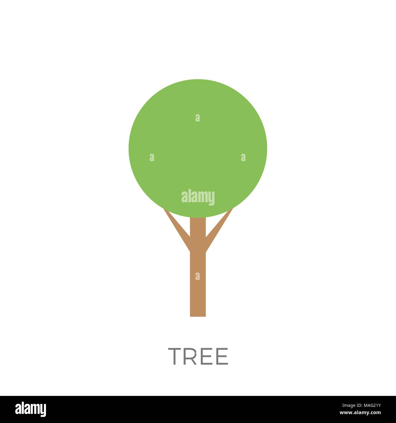 Tree in a Flat Design. Isolated on White Background. Vector Icon Stock ...