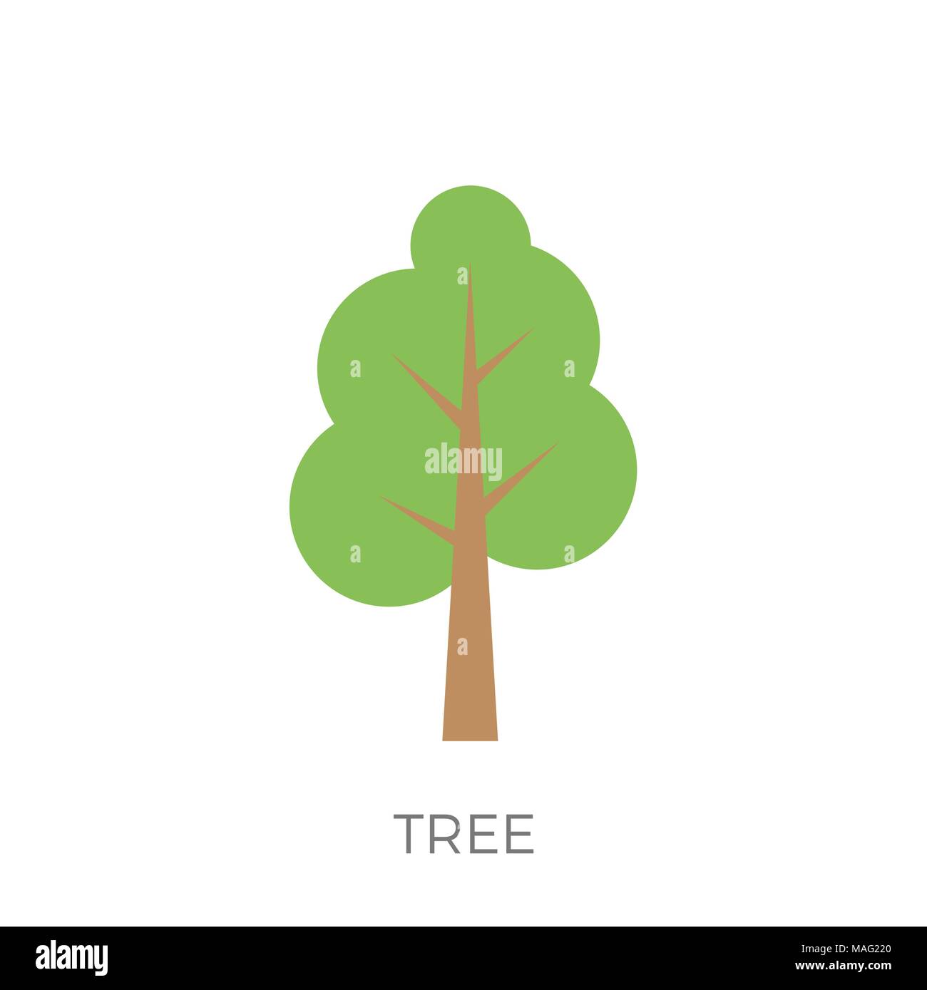 Tree in a Flat Design. Isolated on White Background. Vector Icon Stock ...