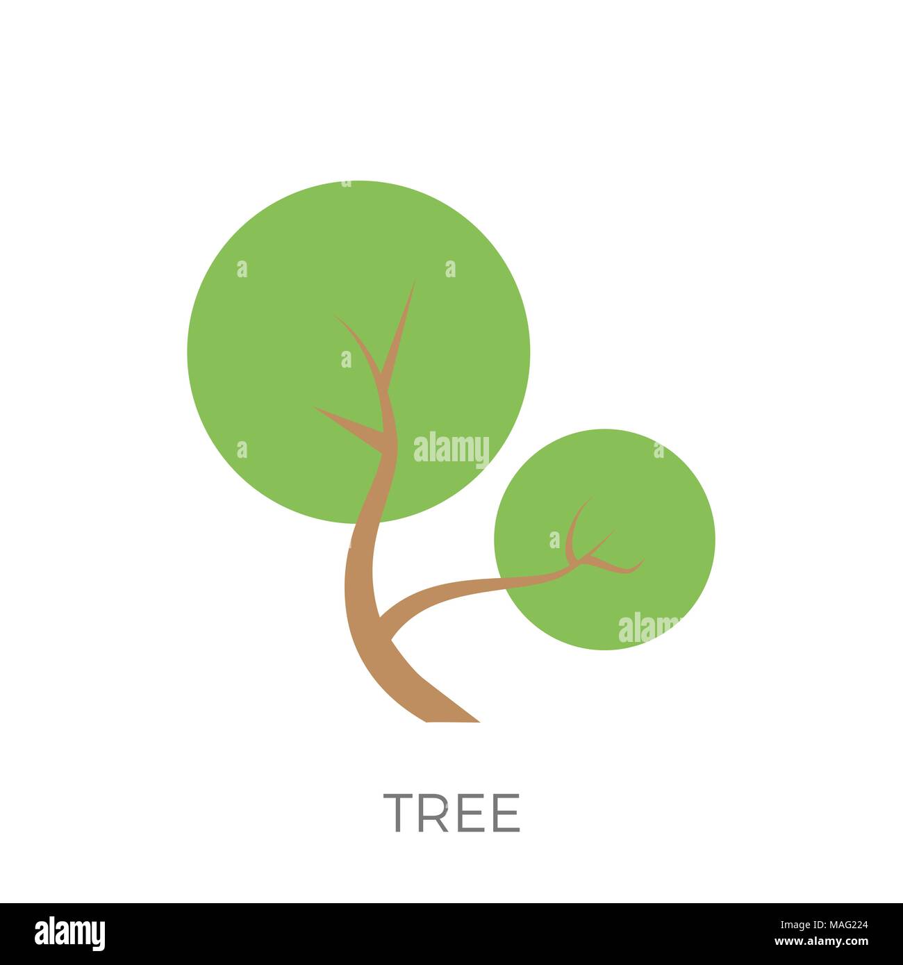 Tree in a Flat Design. Isolated on White Background. Vector Icon Stock ...