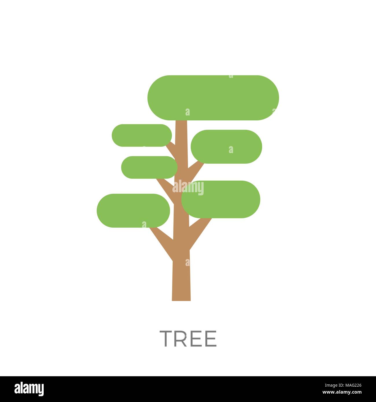 Tree in a Flat Design. Isolated on White Background. Vector Icon Stock ...
