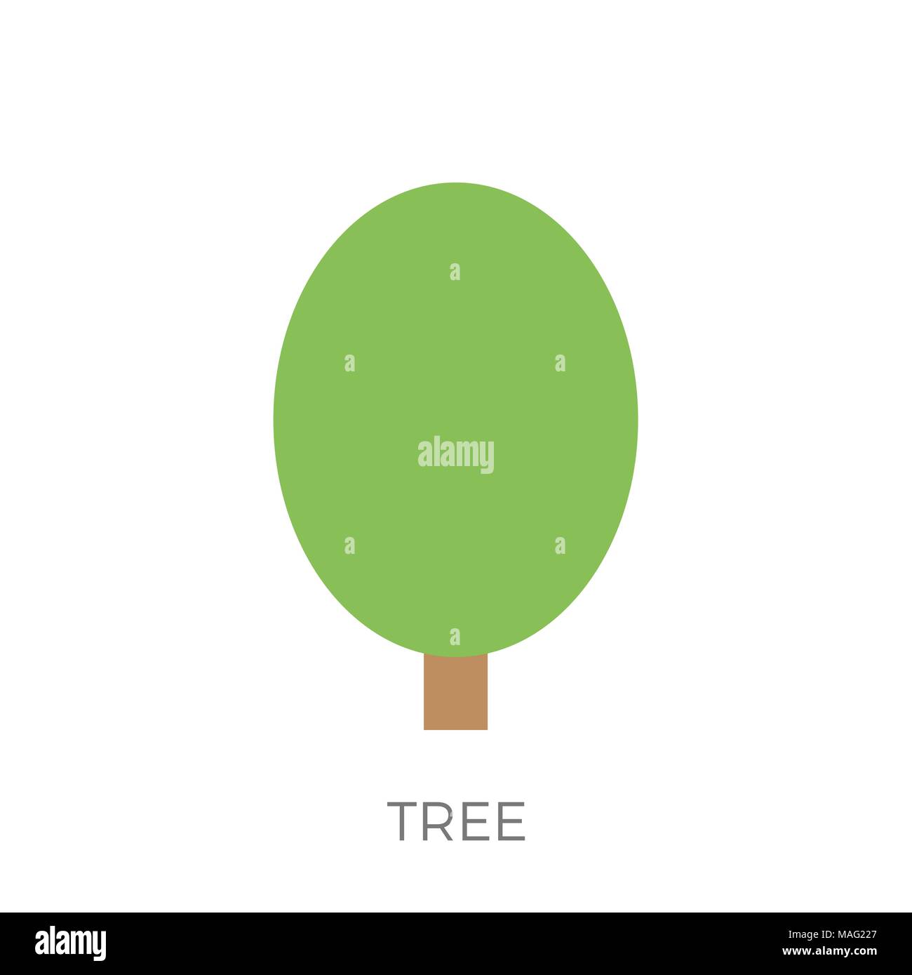Tree in a Flat Design. Isolated on White Background. Vector Icon Stock ...