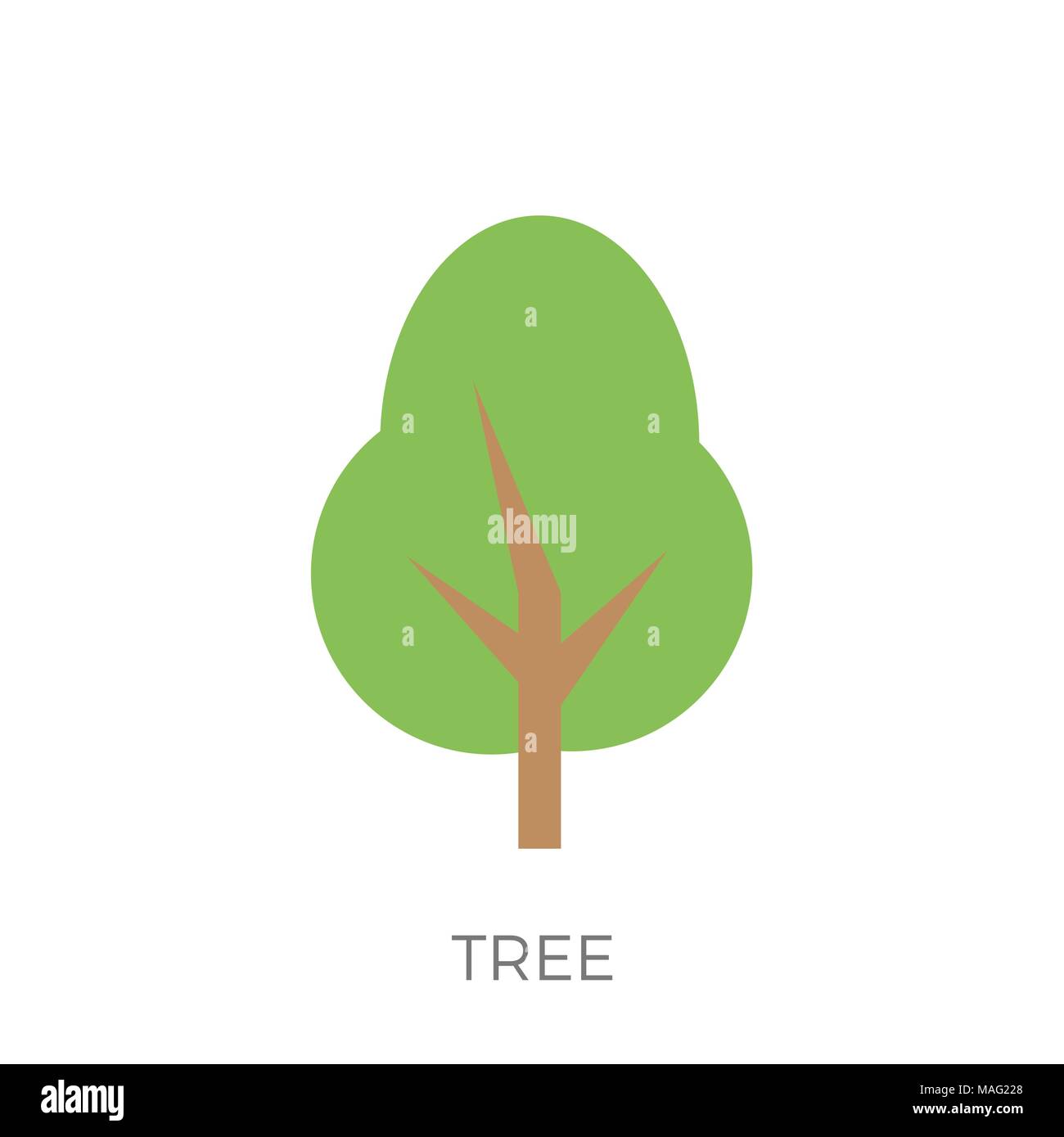 Tree in a Flat Design. Isolated on White Background. Vector Icon Stock ...
