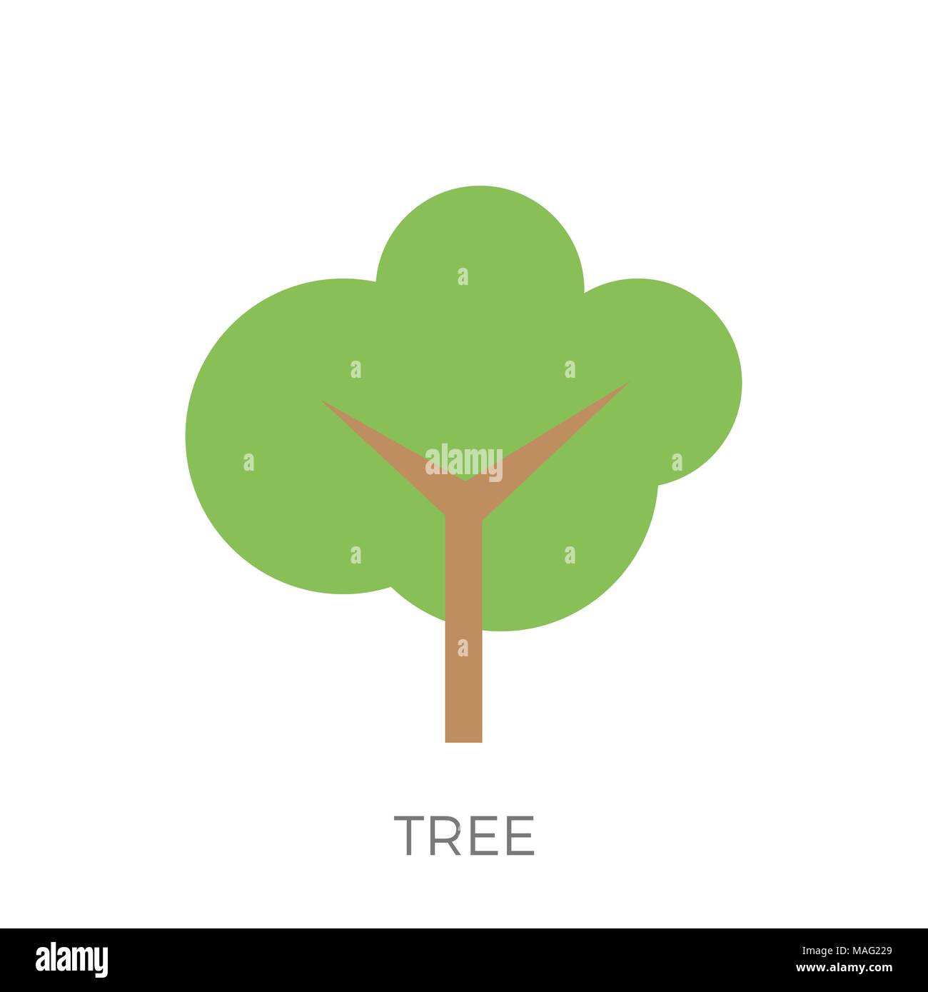 Tree in a Flat Design. Isolated on White Background. Vector Icon Stock ...