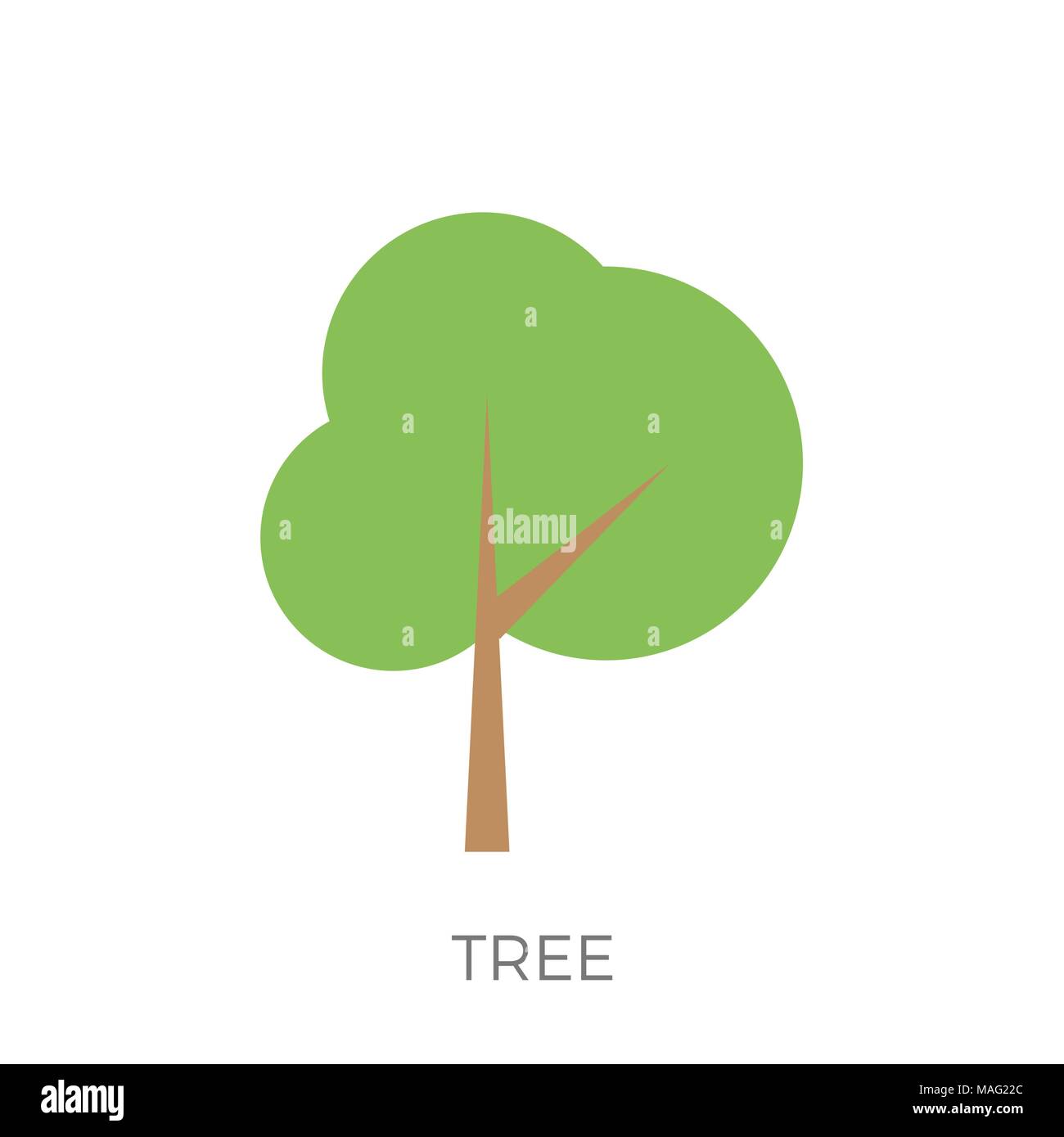 Tree in a Flat Design. Isolated on White Background. Vector Icon Stock ...