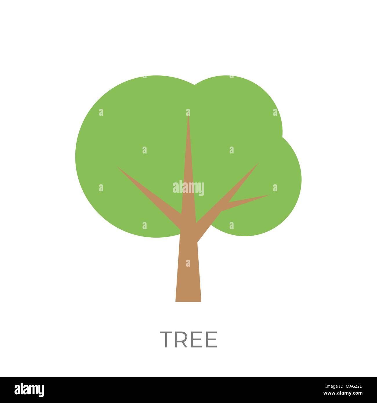 Tree in a Flat Design. Isolated on White Background. Vector Icon Stock ...