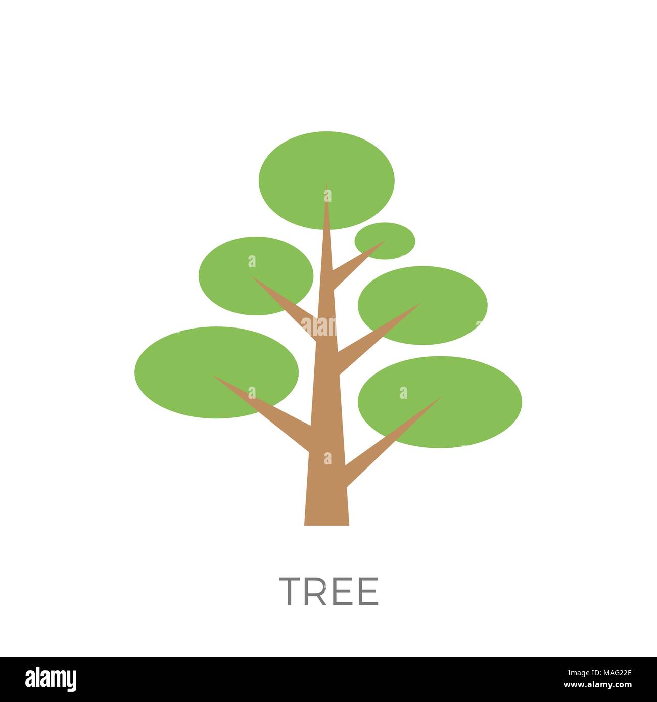 Tree in a Flat Design. Isolated on White Background. Vector Icon Stock ...