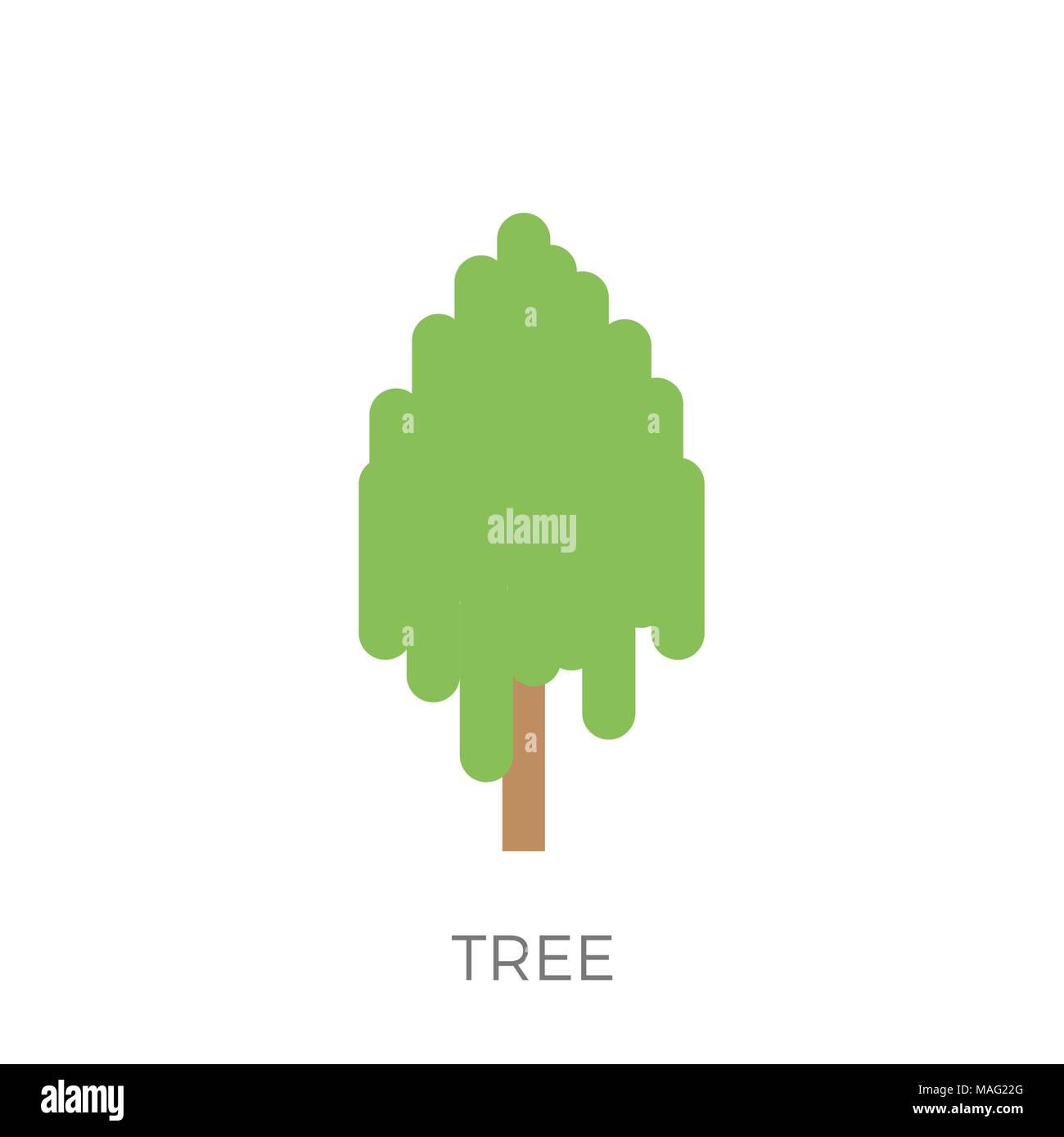 Tree in a Flat Design. Isolated on White Background. Vector Icon Stock ...