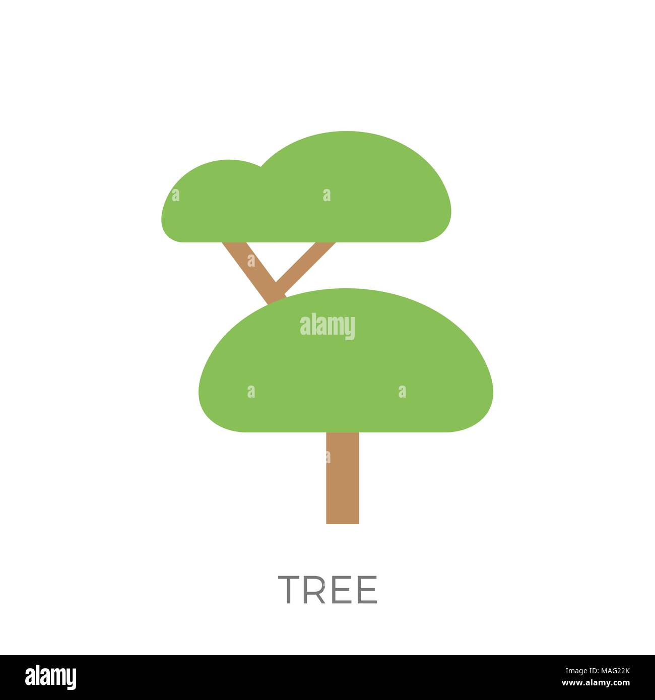 Tree in a Flat Design. Isolated on White Background. Vector Icon Stock ...