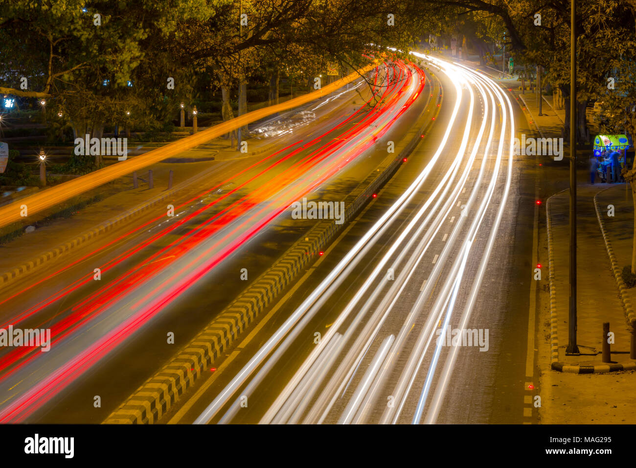 Light trails of cityscape in twilight at night Stock Photo - Alamy