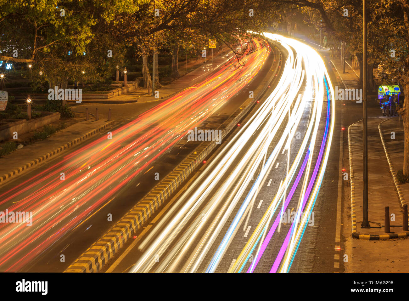 Light trails of cityscape in twilight at night Stock Photo - Alamy