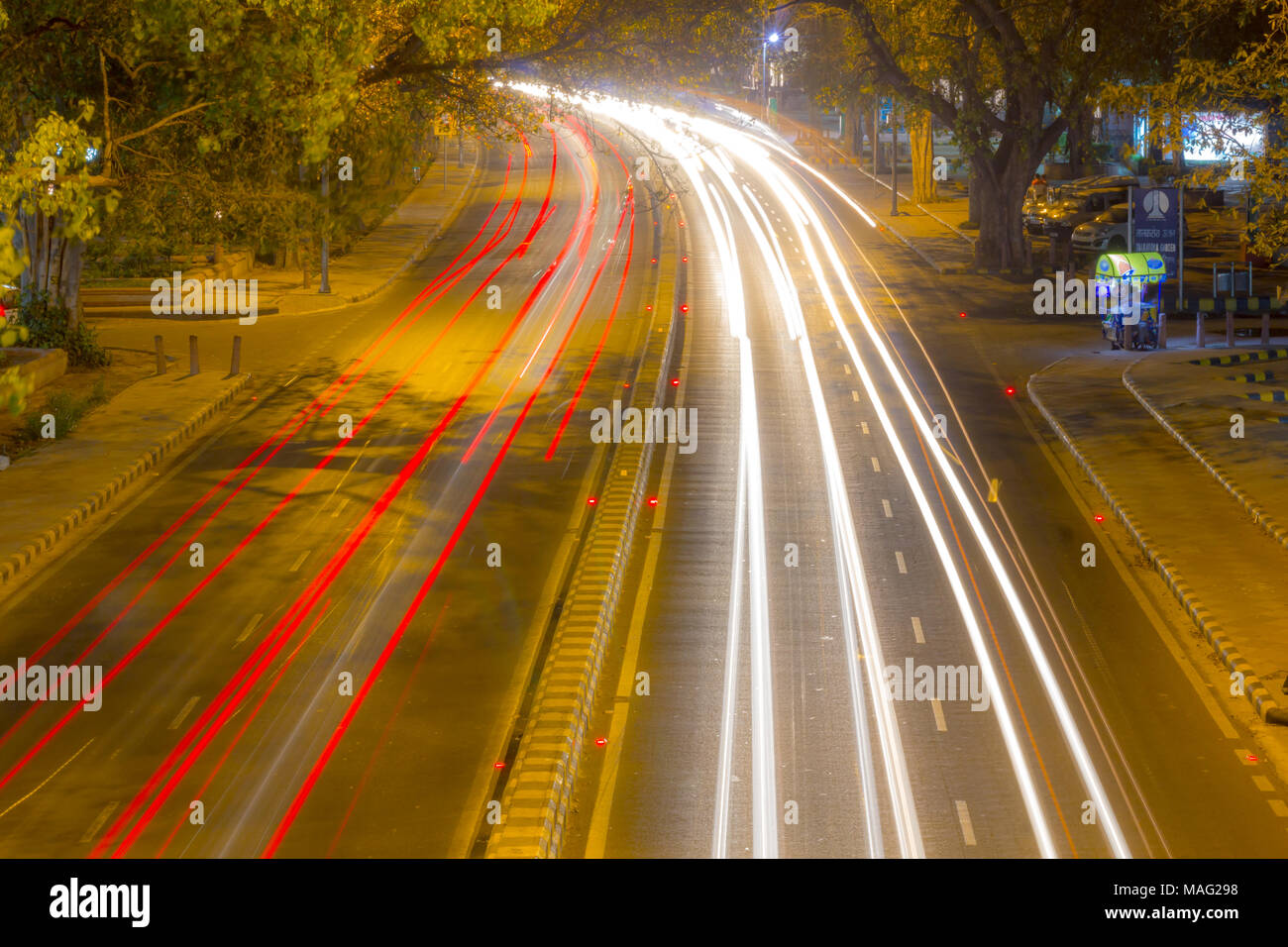 Light trails of cityscape in twilight at night Stock Photo - Alamy