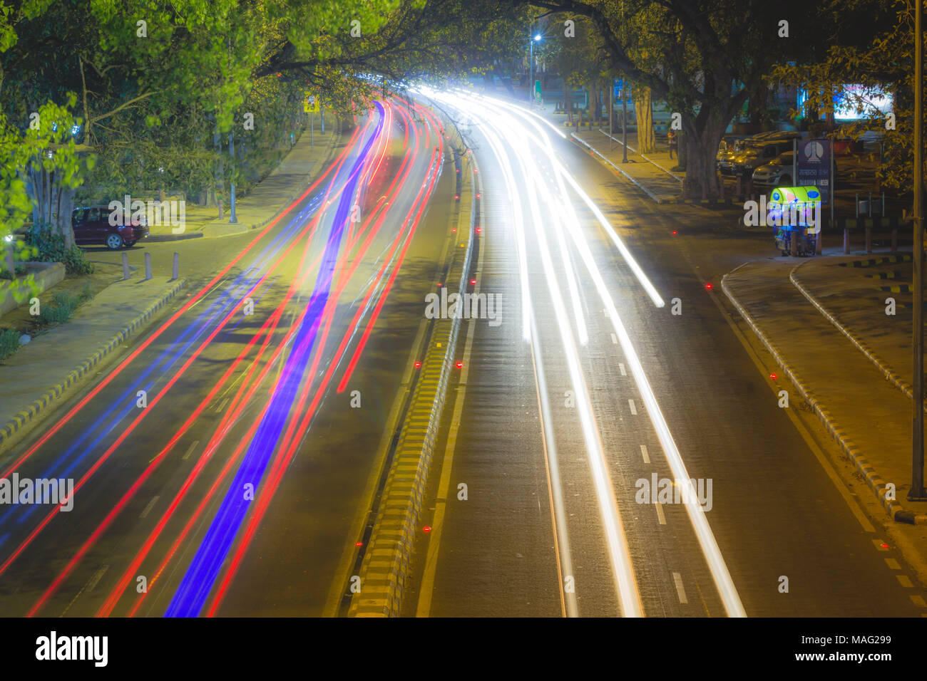 Light trails of cityscape in twilight at night Stock Photo - Alamy