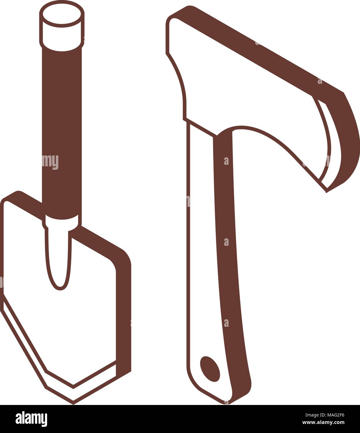 Shovel ax on white Stock Vector Images - Alamy