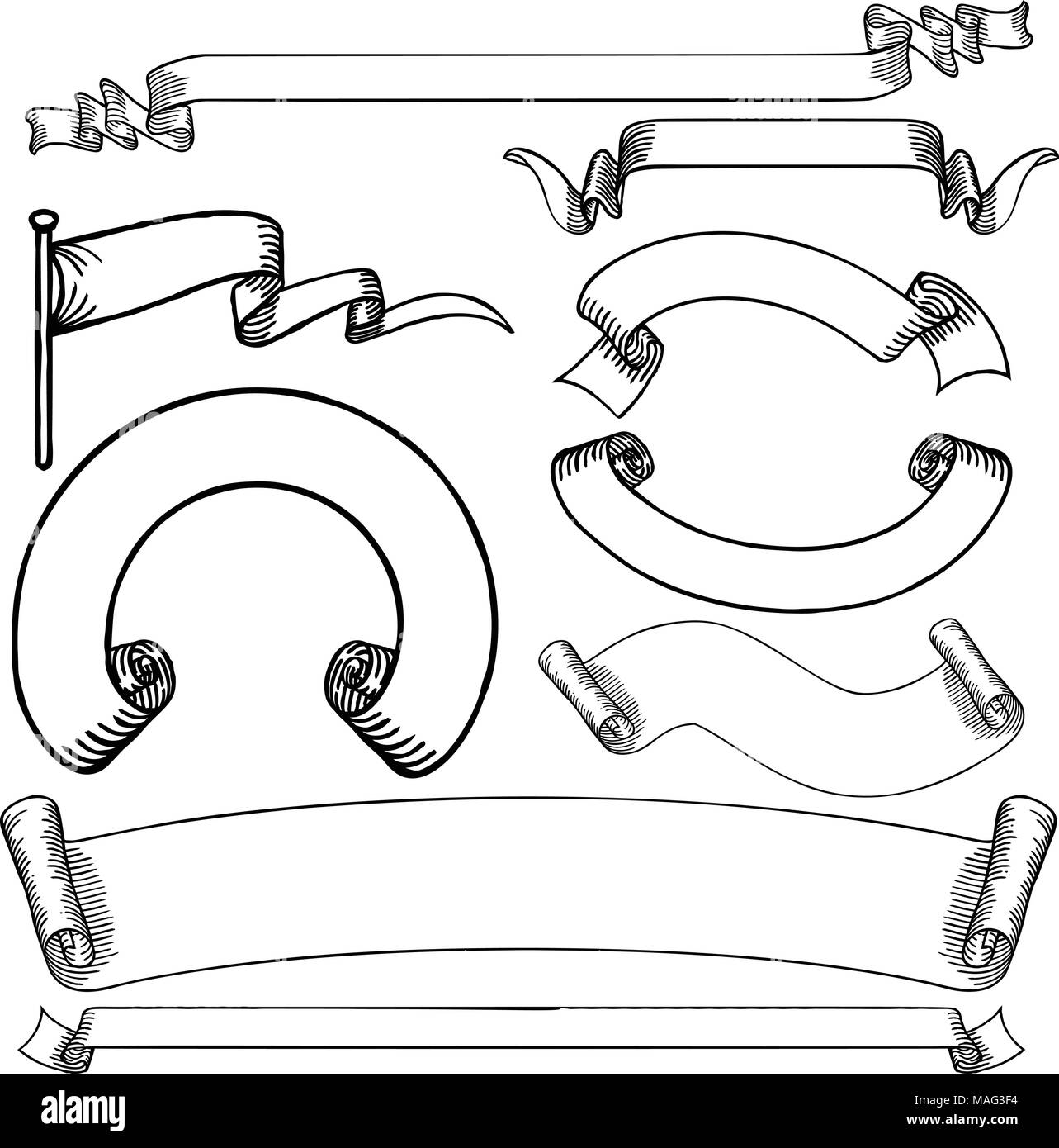 Vector black banners set Black and White Stock Photos & Images - Alamy