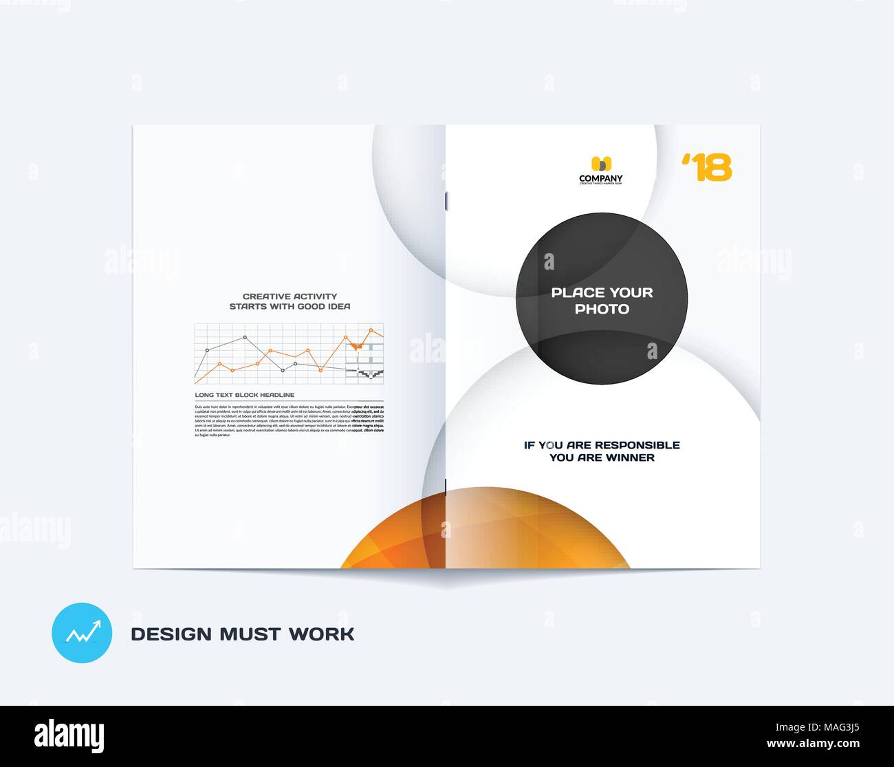 Abstract yellow grey brochure design, modern catalog, centerfold cover ...