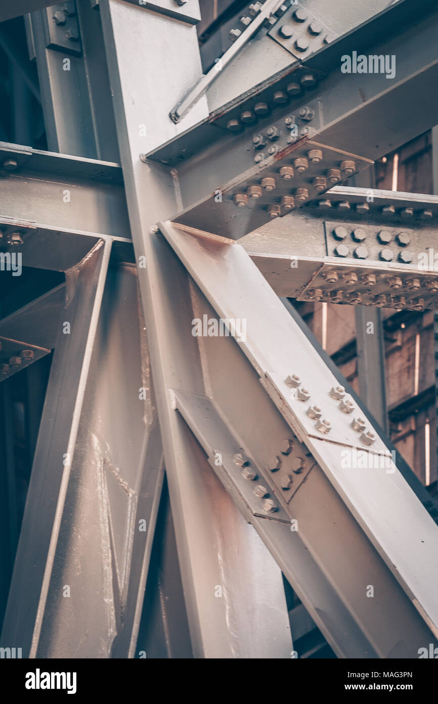 Steel Bridge frame close up. Toned image Stock Photo - Alamy