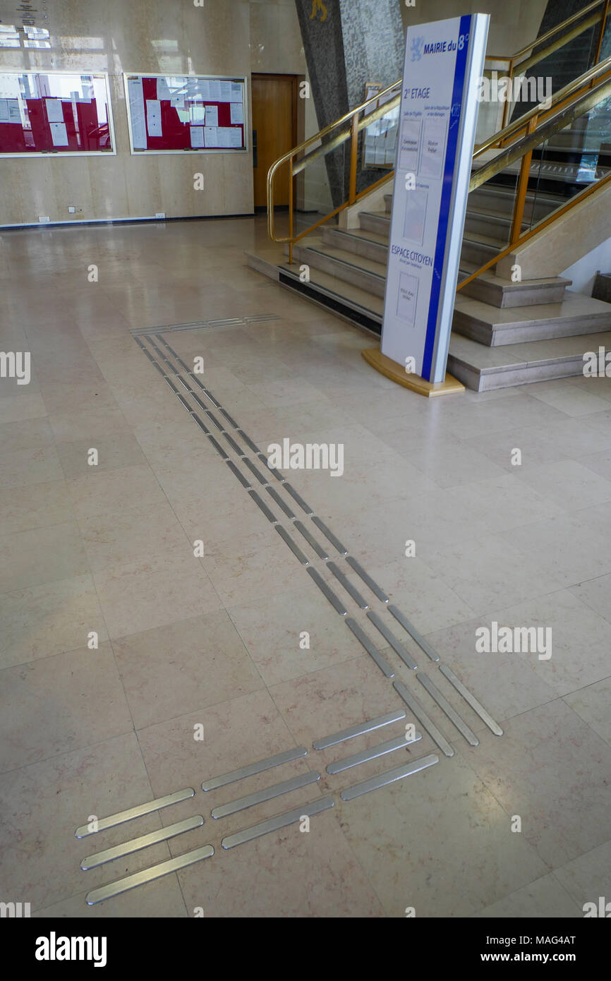 Tactile path for blind visitors in a public building, Lyon, France ...