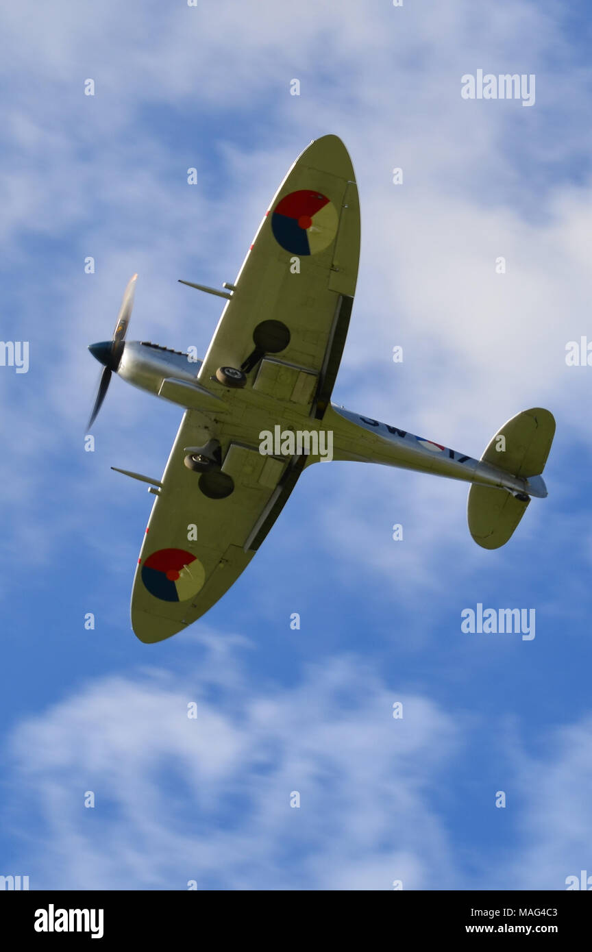 Supermarine Spitfire in flight showing its undercarriage Stock Photo ...