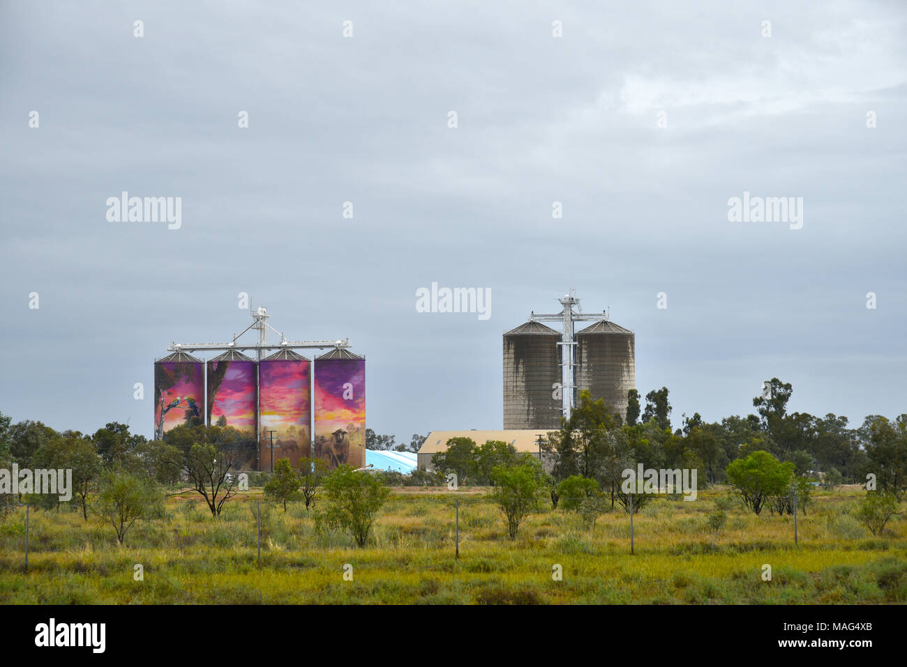 the silos at Thallon in queensland, Australia that have had murals ...