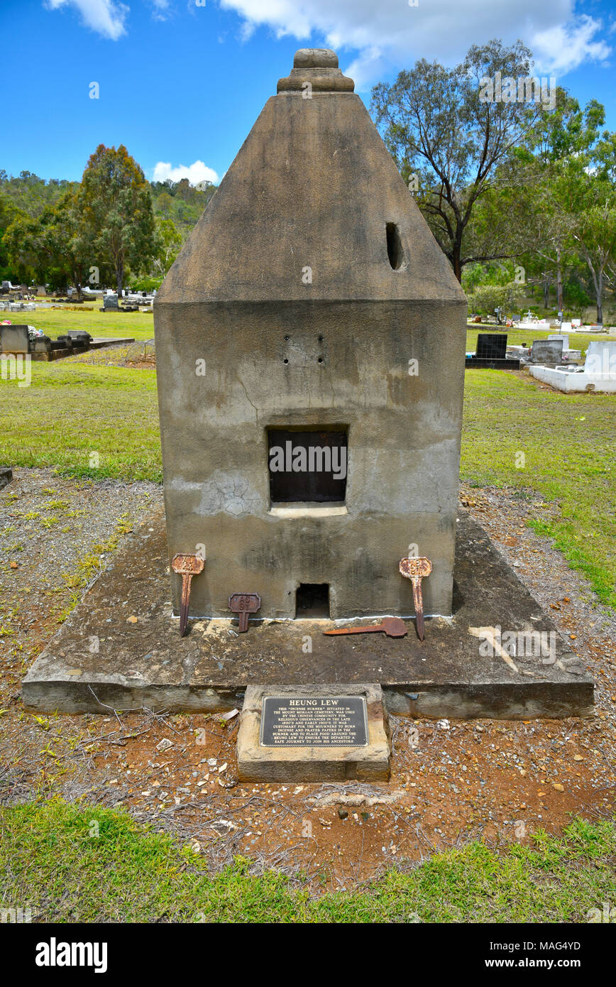 heung lew - incense burner at mount morgan cemetary in queensland ...