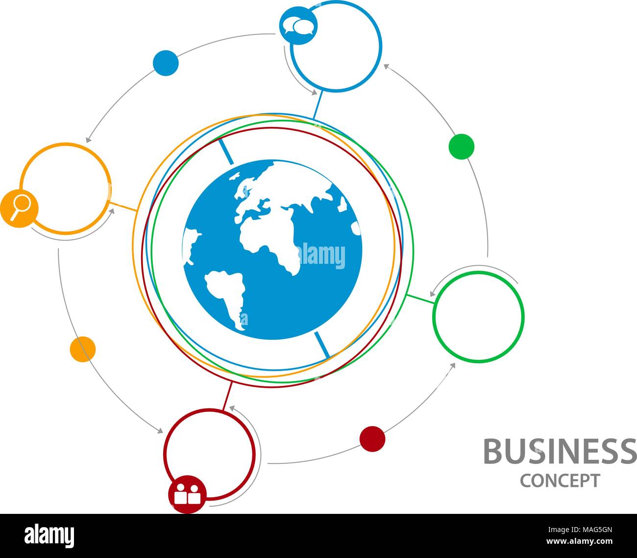 Infographics business with a globe in the center of the circle Stock ...