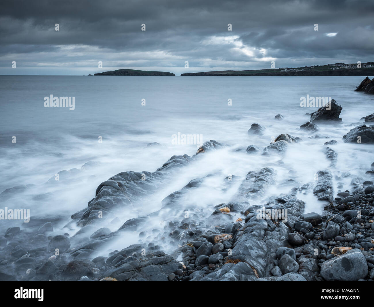 Cardigan Island from poppit sands beach, St Dogmaels Stock Photo - Alamy