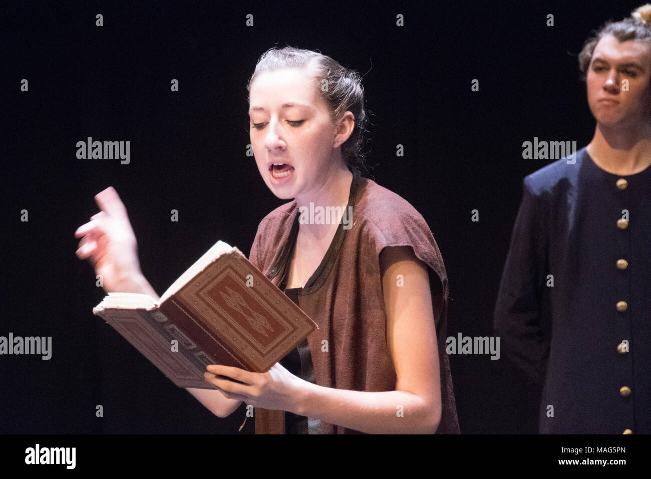 Female actress performing a scene in a play Stock Photo - Alamy