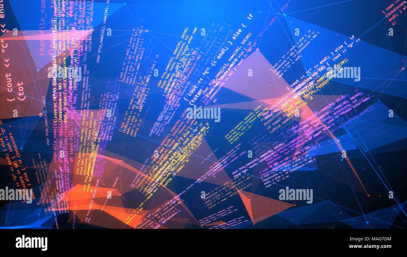 A sci-fi 3d illustration of a solar looking coding program with ...
