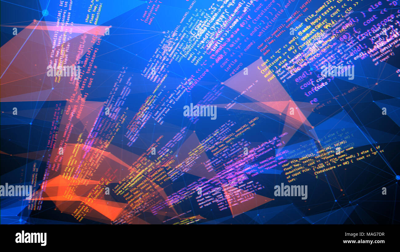 A trailblazing 3d illustration of a semicircular coding program with ...