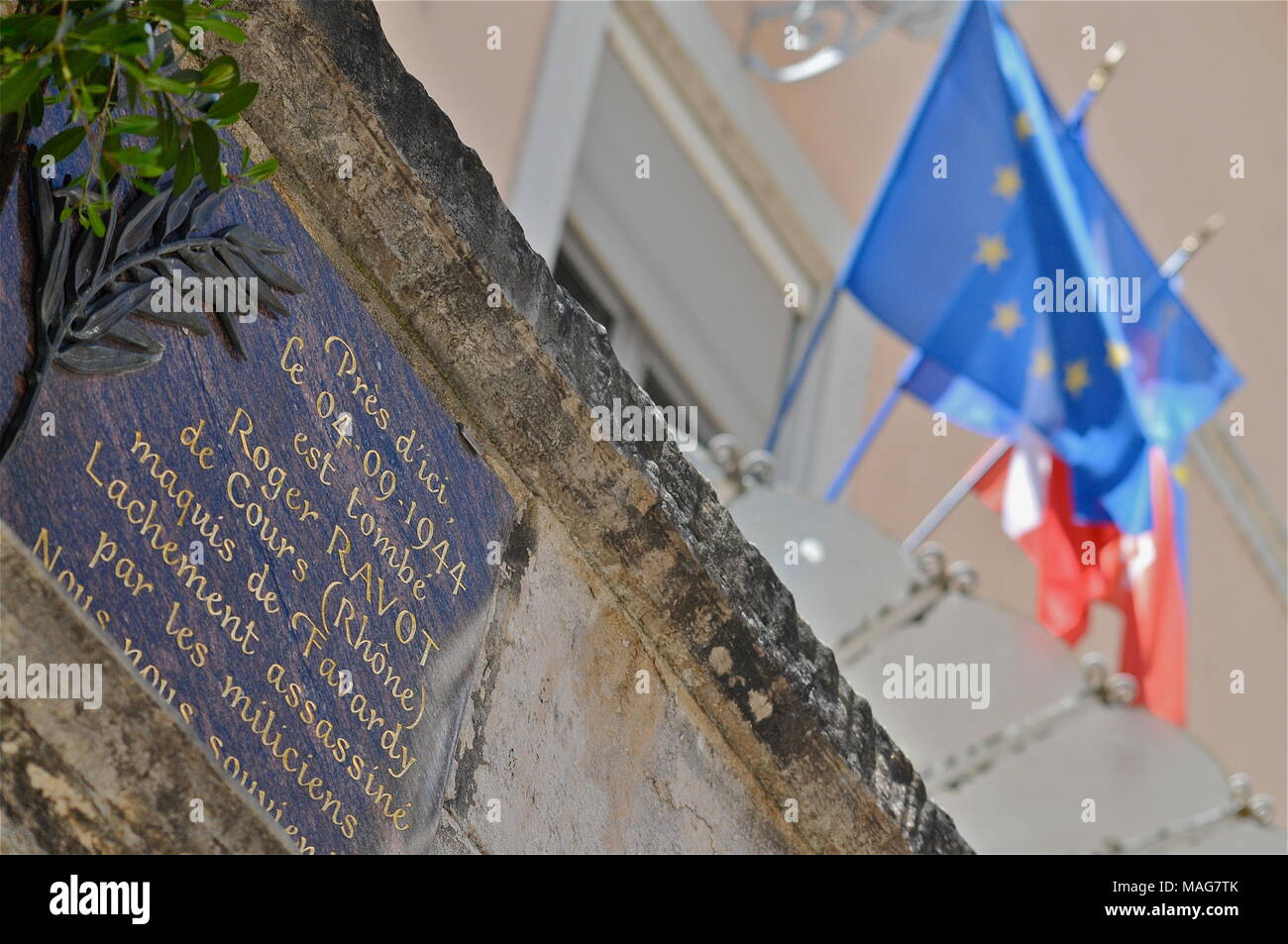 A plate pays homage to a french resistant, Lyon, France Stock Photo - Alamy