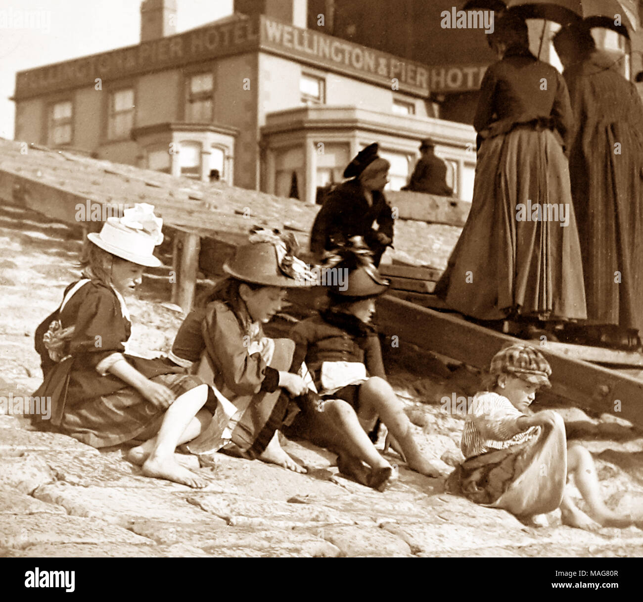 Been for a paddle, Blackpool, Victorian period Stock Photo - Alamy