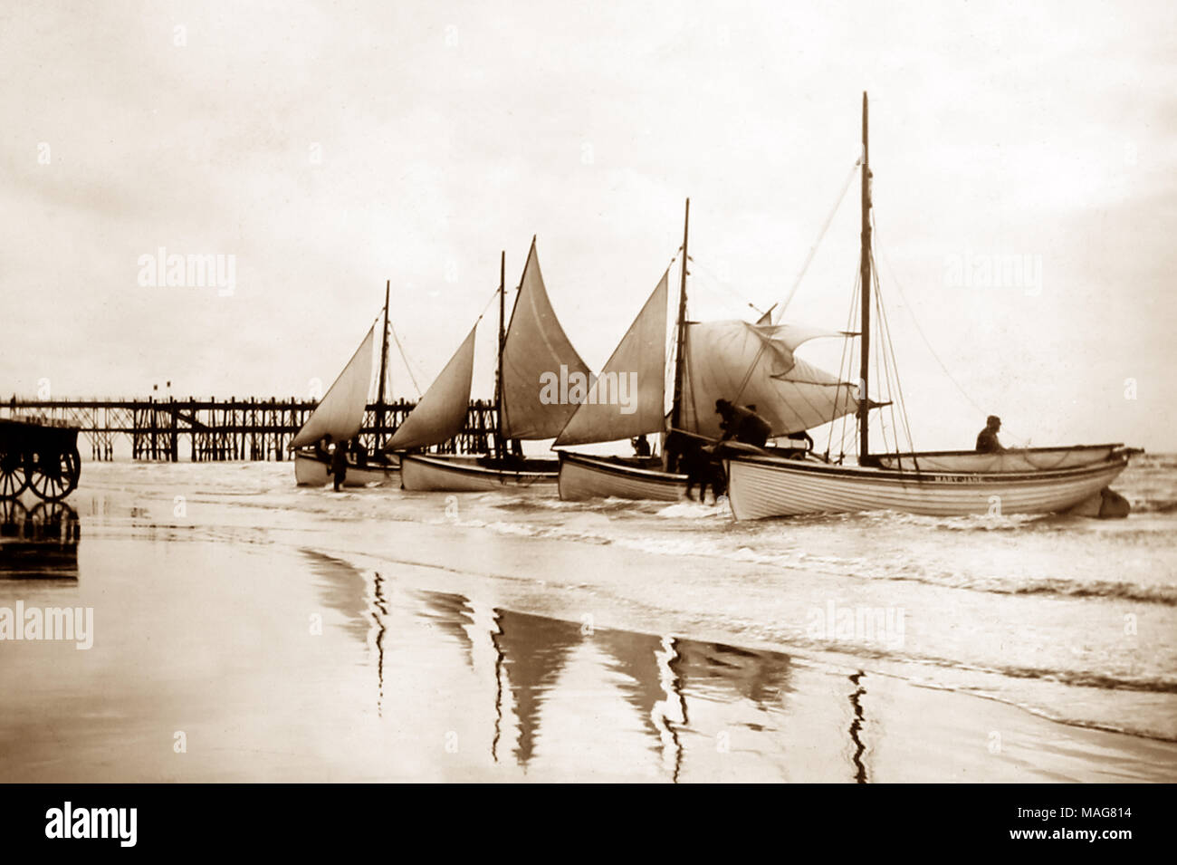Pleasure boats, Blackpool, Victorian period Stock Photo - Alamy
