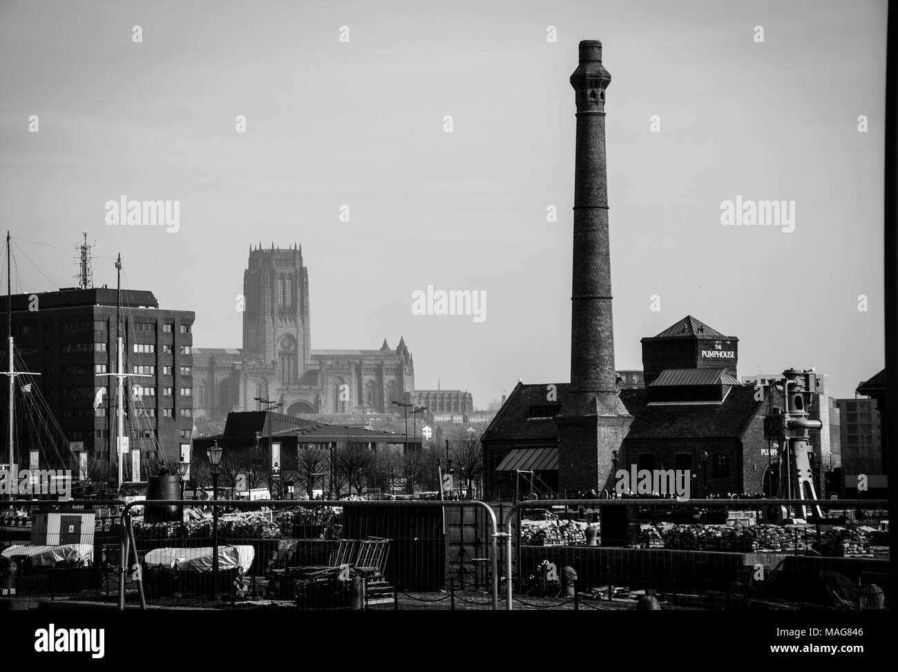 Liverpool cathedral taken from Albert Docks Stock Photo - Alamy