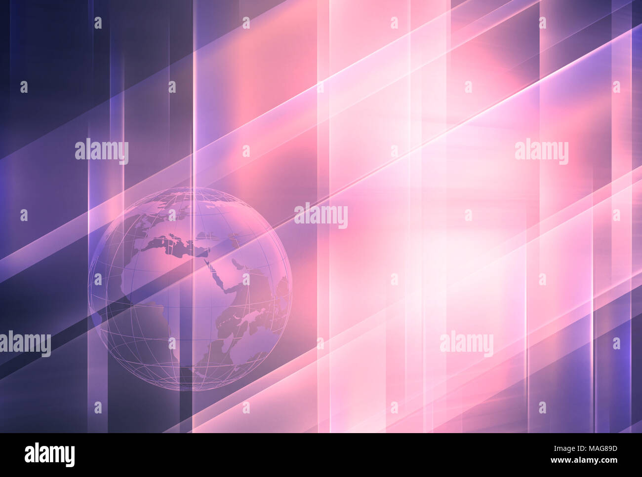 High technology big flat screen with glowing surfaces and earth globe ...