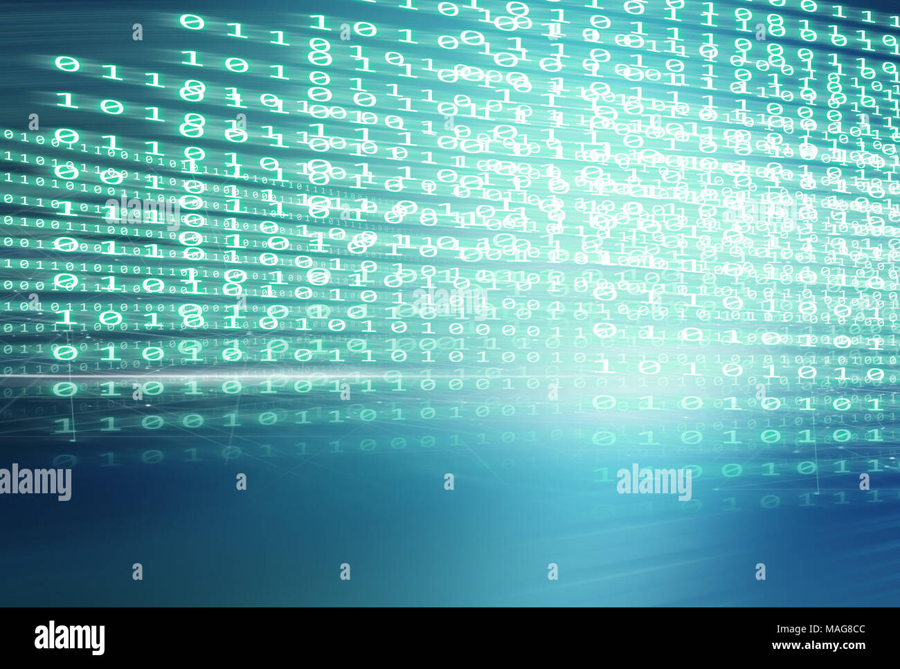 Multiple rows of digital binary codes blue theme background Stock Photo ...