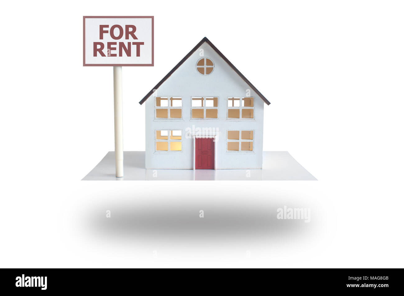 For rent sign on a floating platform by a house Stock Photo - Alamy