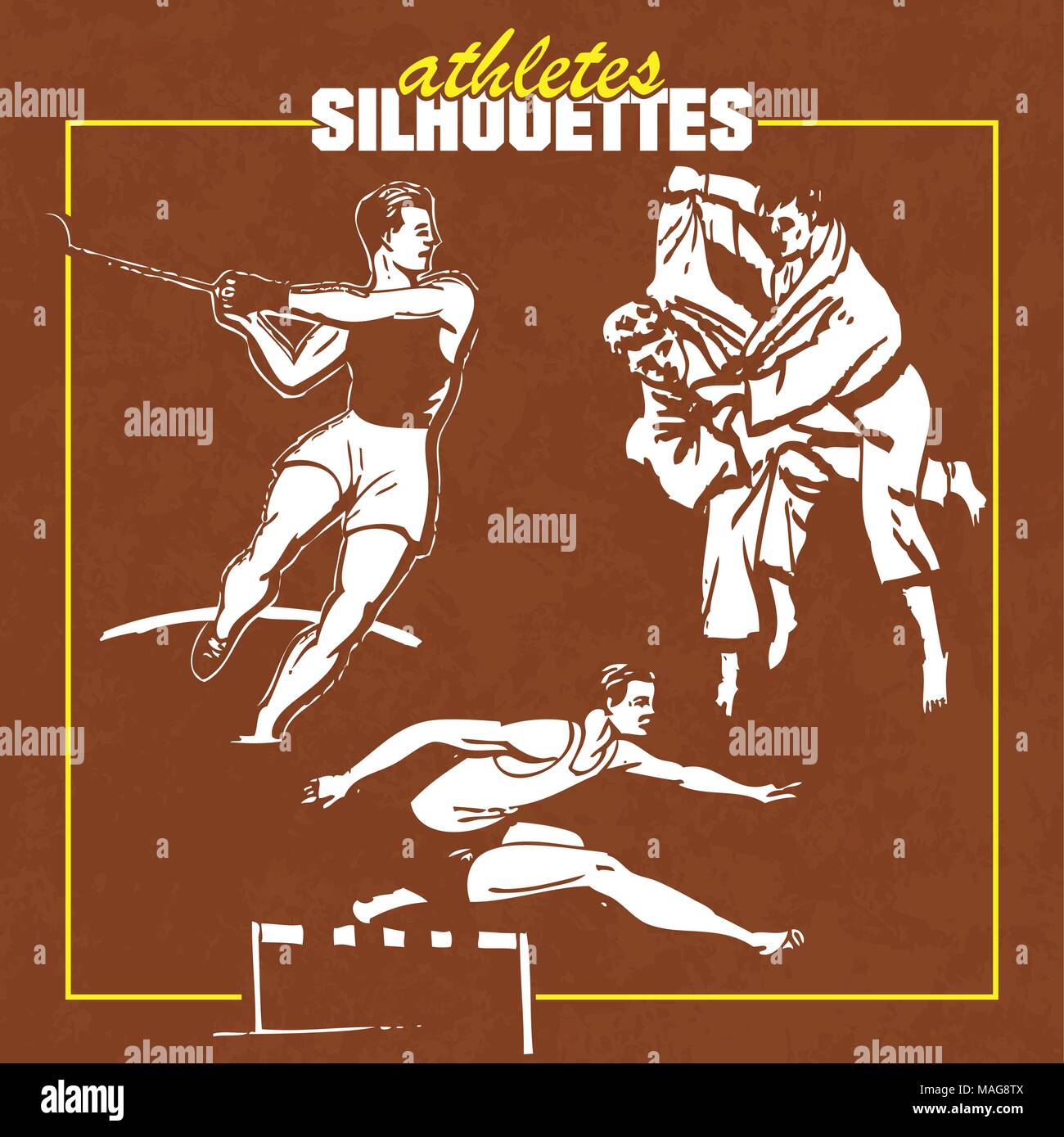 Athletes silhouettes playing sports in different poses and games ...