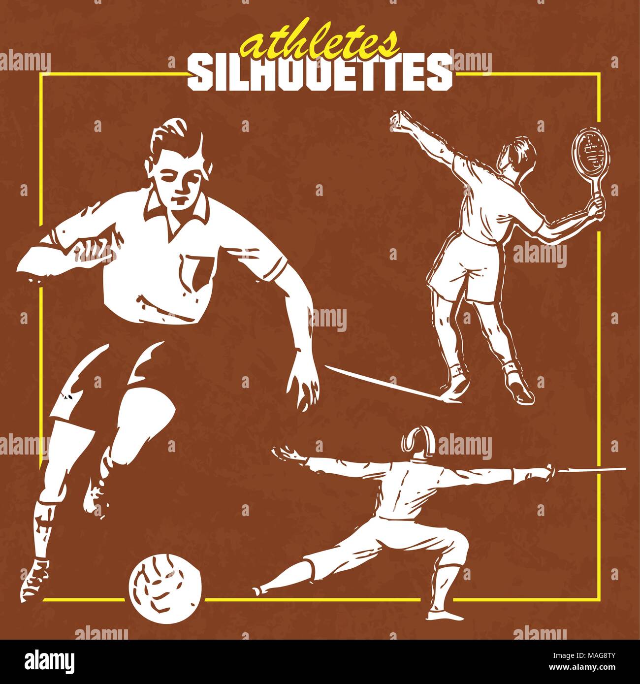 Athletes silhouettes playing sports in different poses and games ...