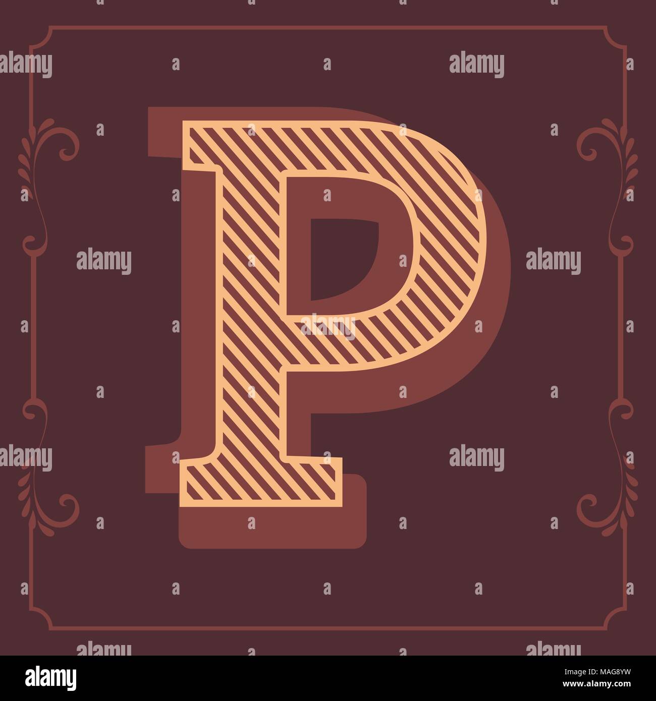 Letters of English Alphabet in vintage brown style design in vector ...