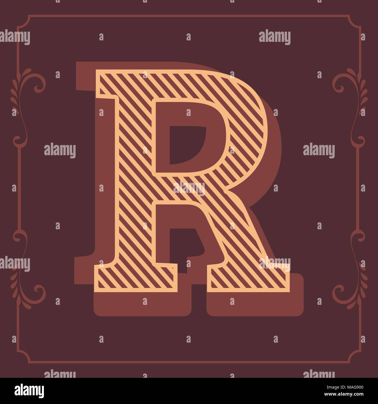 Letters of English Alphabet in vintage brown style design in vector ...