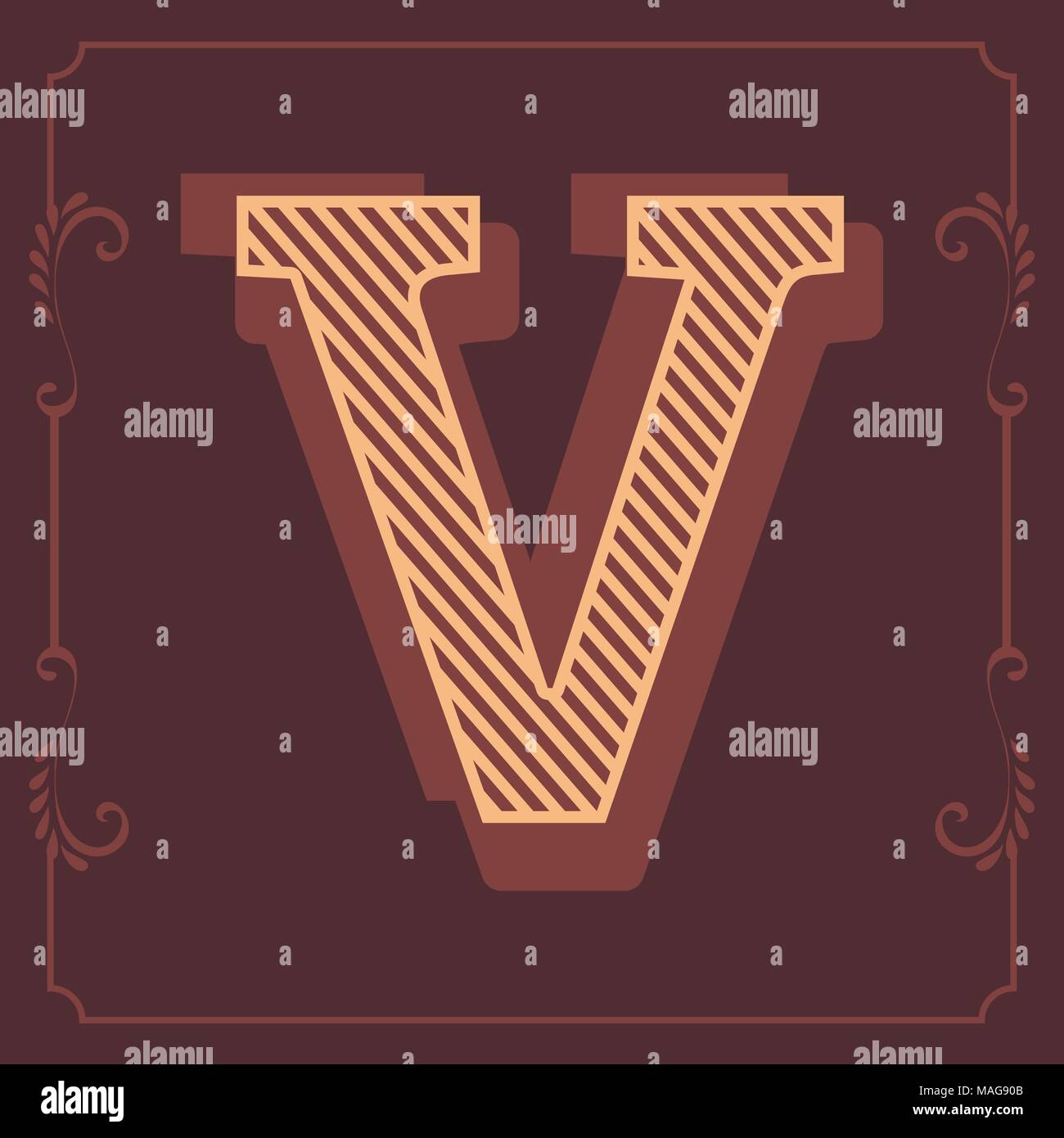 Letters of English Alphabet in vintage brown style design in vector ...