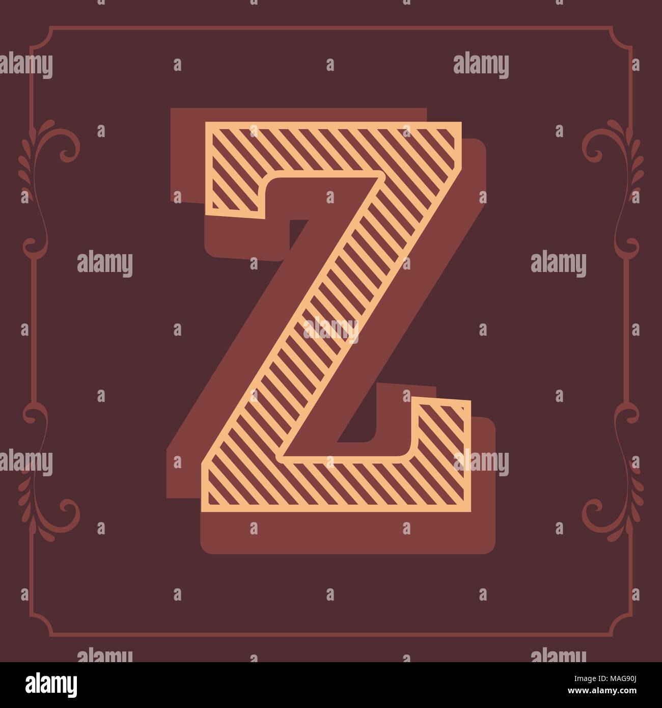 Letters of English Alphabet in vintage brown style design in vector ...