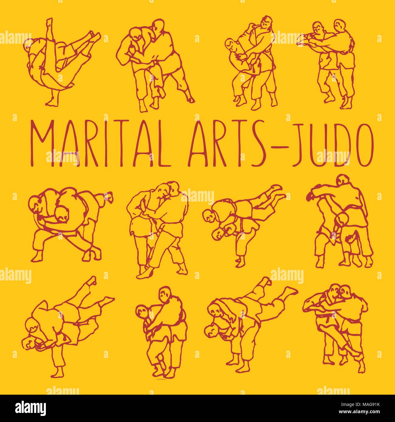 Martial Arts poses 2 male fighters sparring designs in vector Stock ...