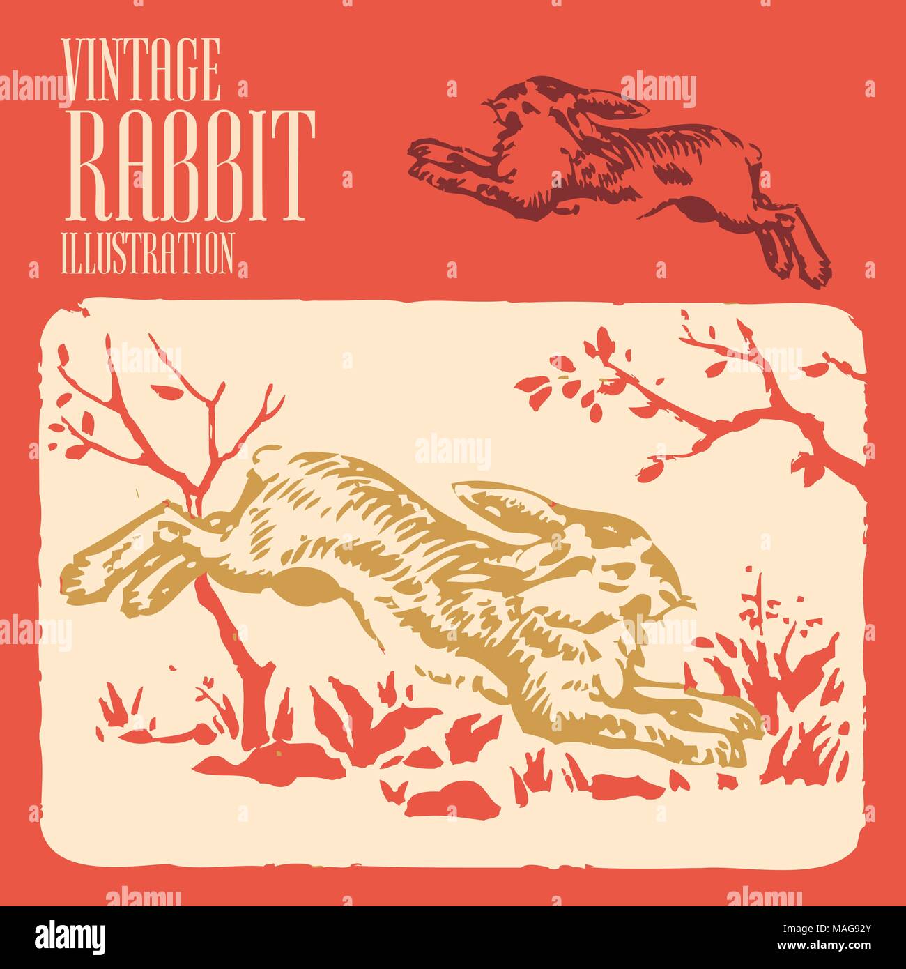 Vintage Style Forest Wild Different Animals Design Stock Vector Image ...